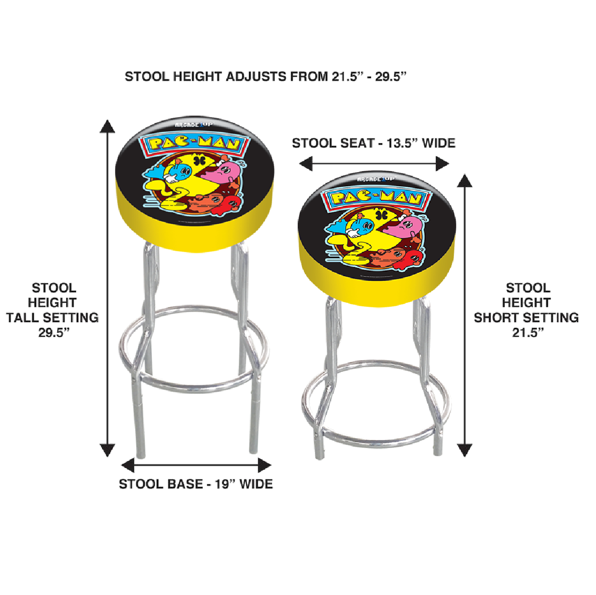 Arcade1Up Pac-Man Adjustable Arcade Stool OLD | Arcade Gamer